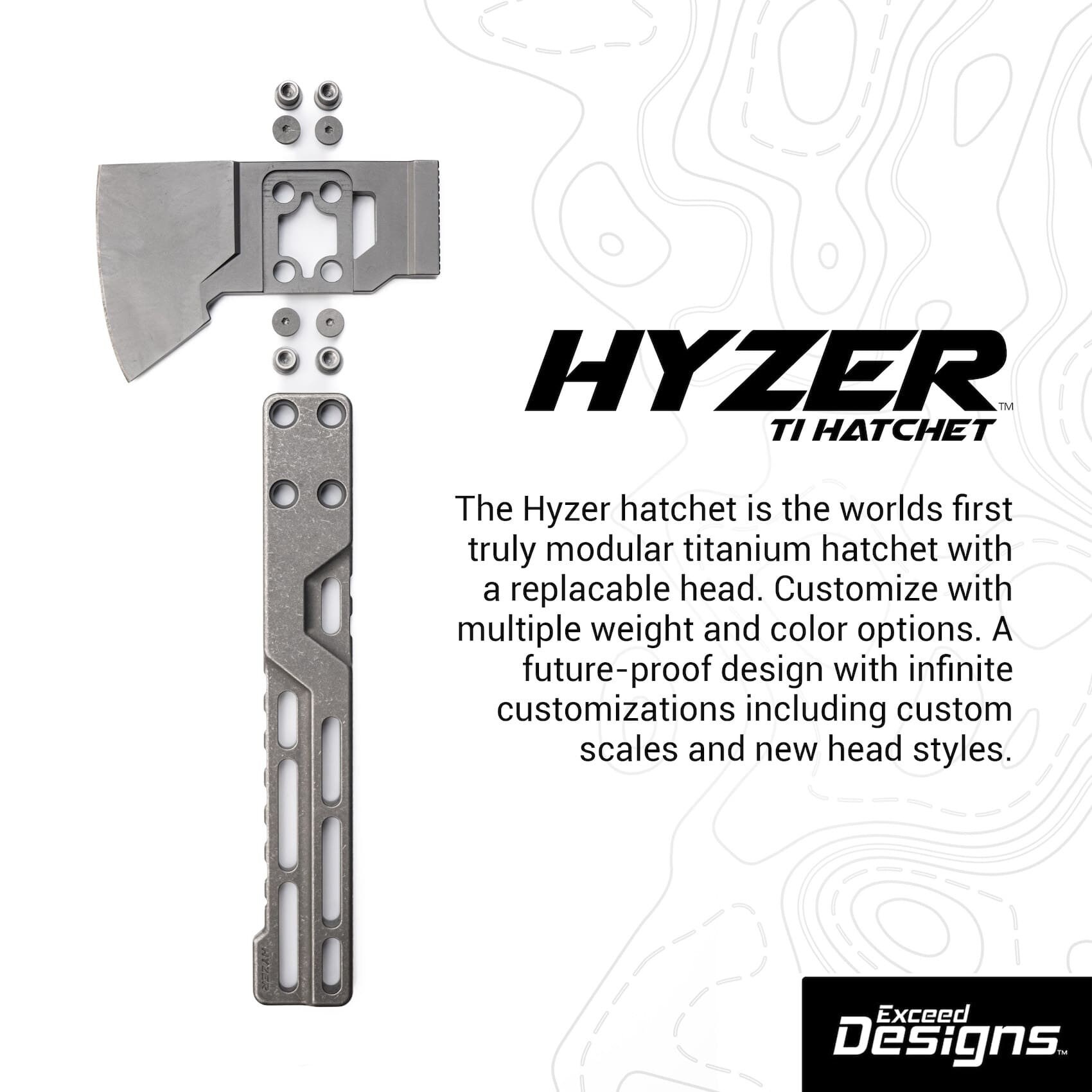 Exceed Designs HYZER Mini Titanium Hatchet (jet-black PVD W/dark Grey ...