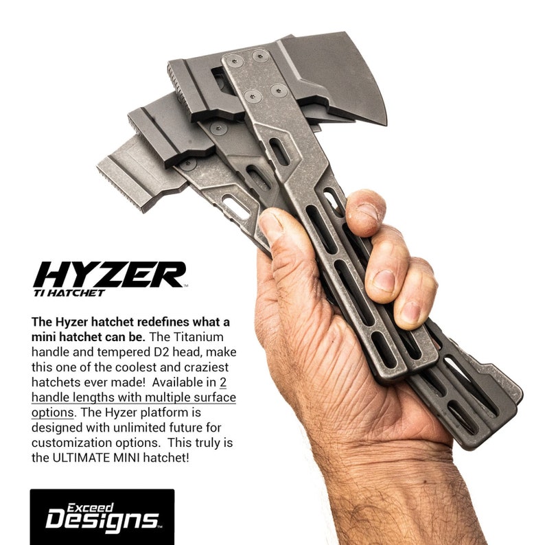 Exceed Designs HYZER Mini Titanium Hatchet (dark Grey BLASTED W/light ...