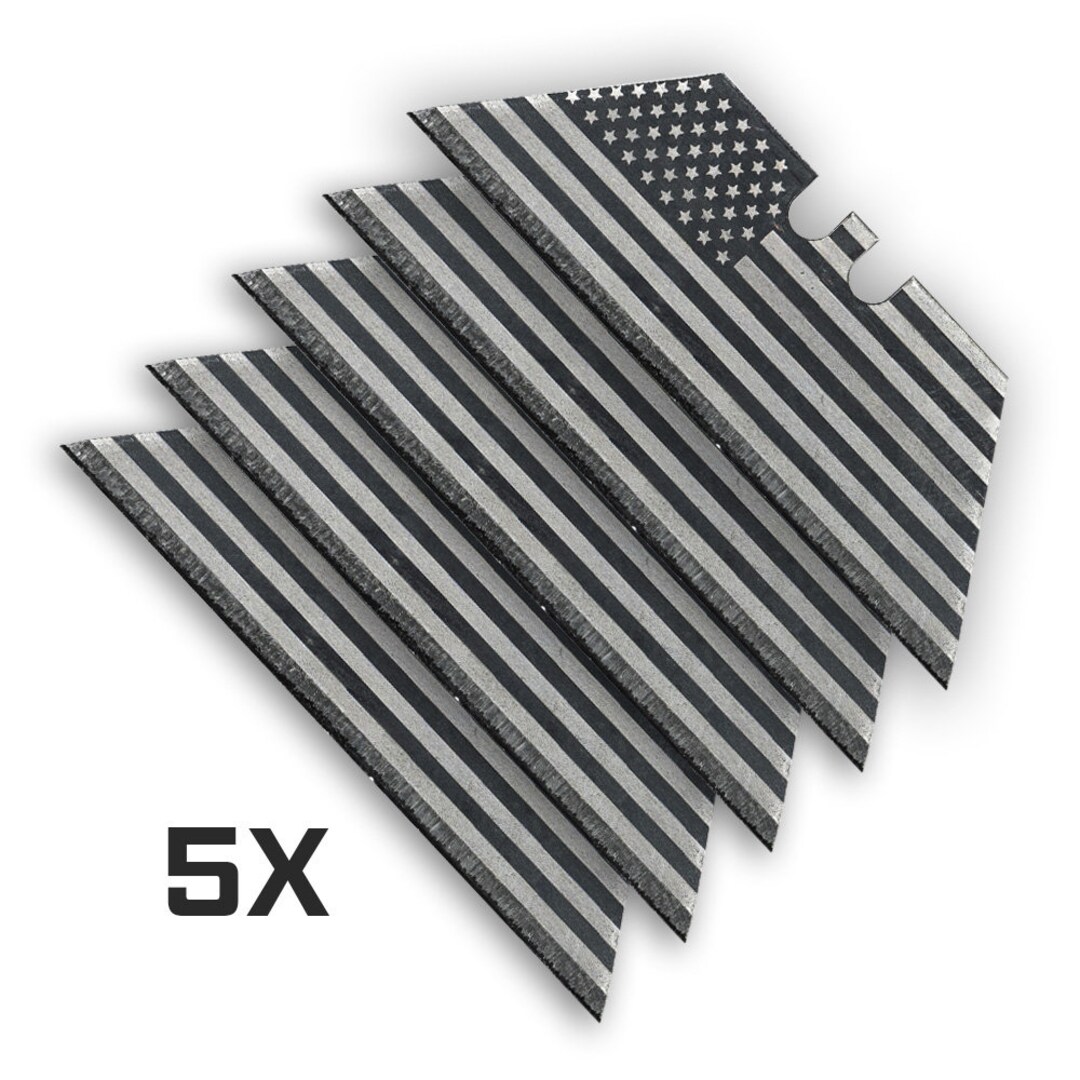 Black USA FLAG Dual-sided Laser Engraved Razor Blades (5-pack) Tajima V ...