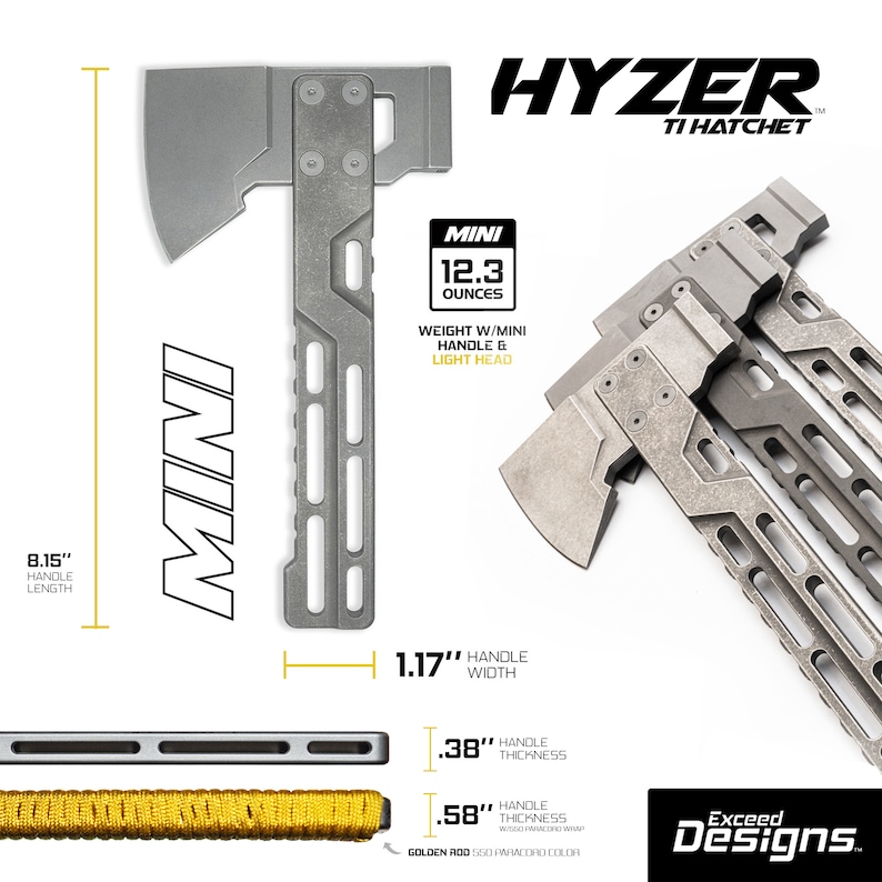 Exceed Designs HYZER Mini Titanium Hatchet (dark Grey BLASTED W/light ...