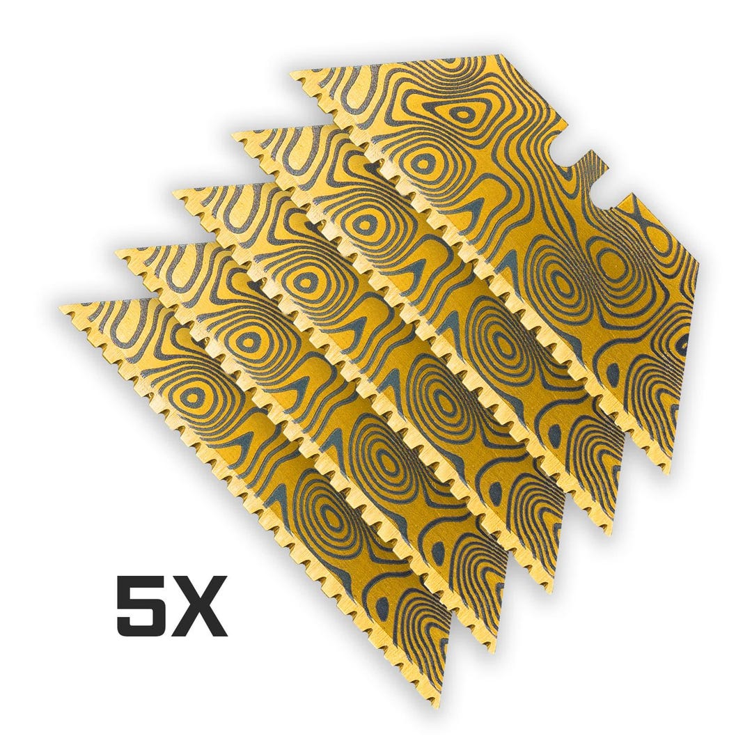 Titanium Coated Gold 24-point Micro-serrated DAMASCUS STEEL PATTERN ...