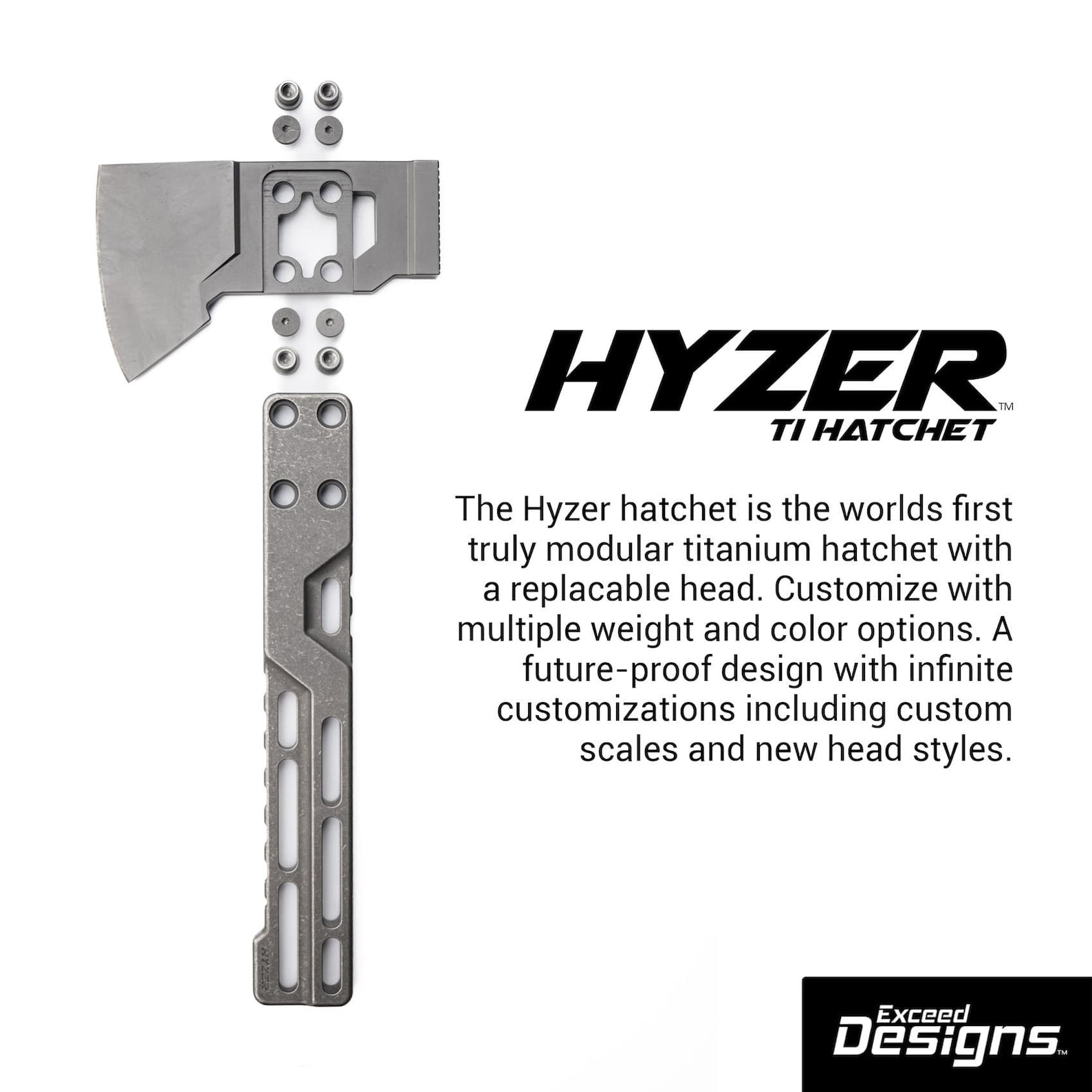 Exceed Designs HYZER Mini Titanium Hatchet (dark Grey BLASTED W/light ...