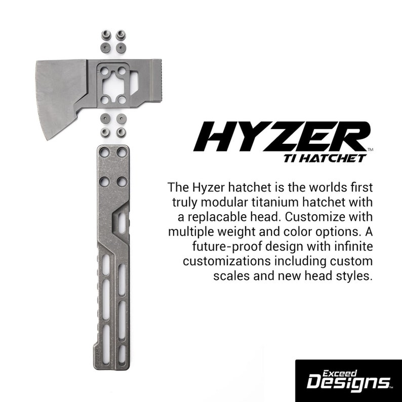 Exceed Designs HYZER Mini Titanium Hatchet (dark Grey BLASTED W/light ...