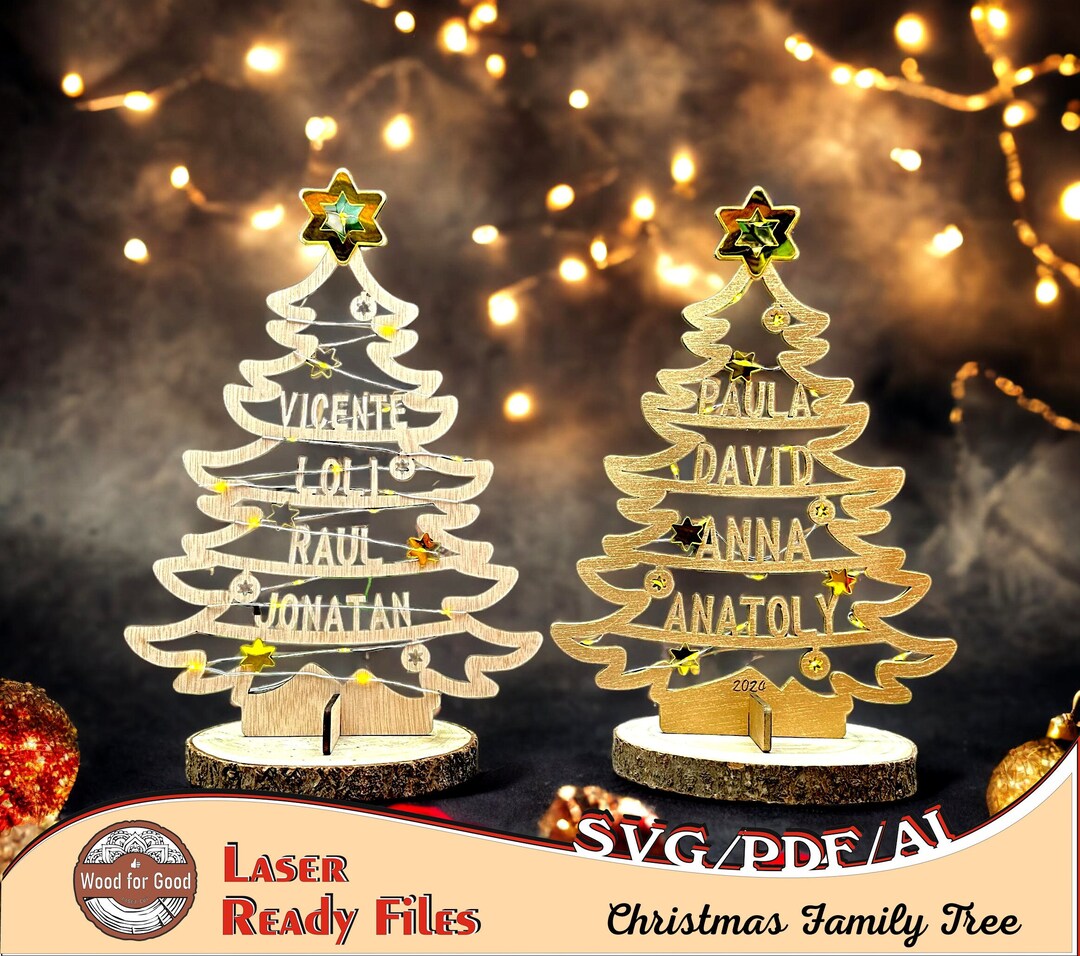 Files for Laser Cutting - Christmas Wooden Family Tree - Personalized ...