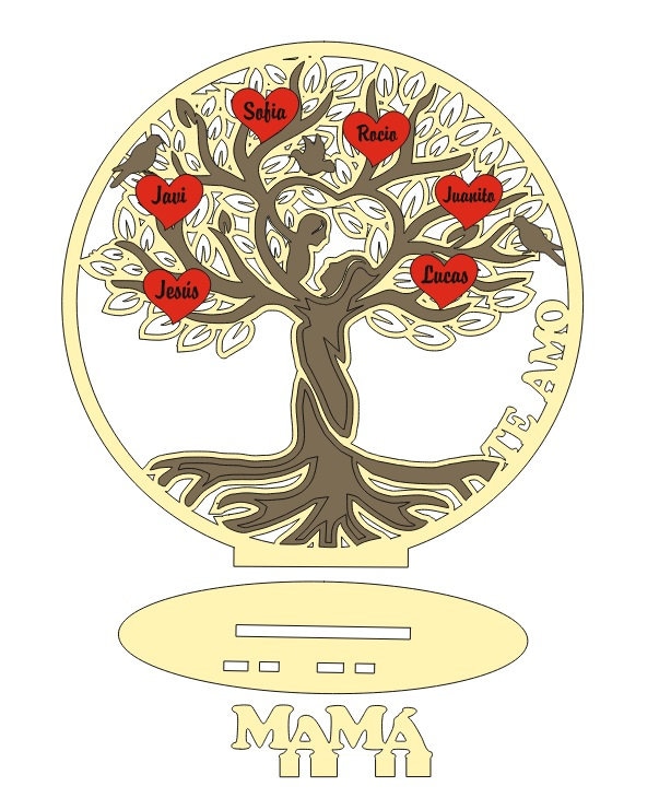 Personalized Mother Tree With Children's Names Laser Ready Files ...