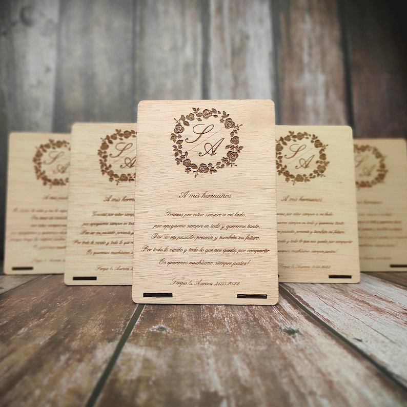 Beautiful Wooden Wedding Invitations With or Without Stand 6 Original ...