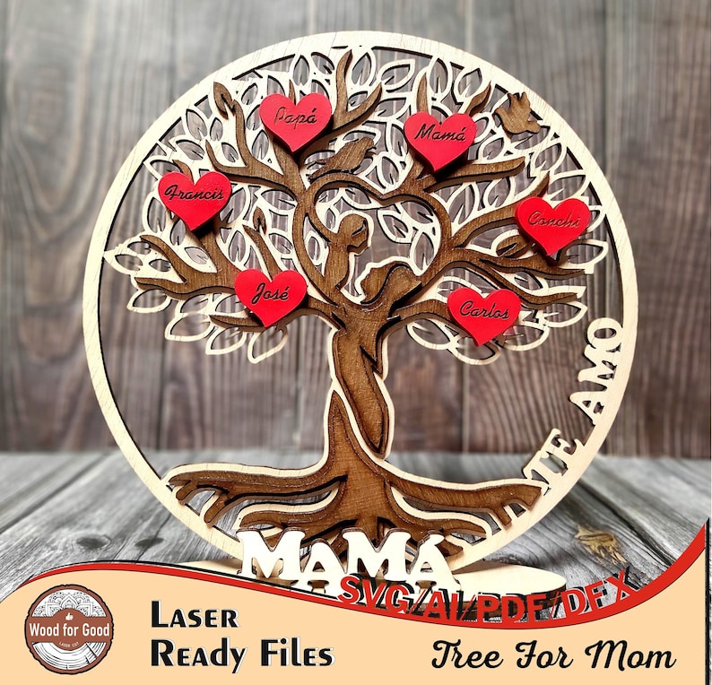 Personalized Mother Tree With Children's Names Laser Ready Files ...