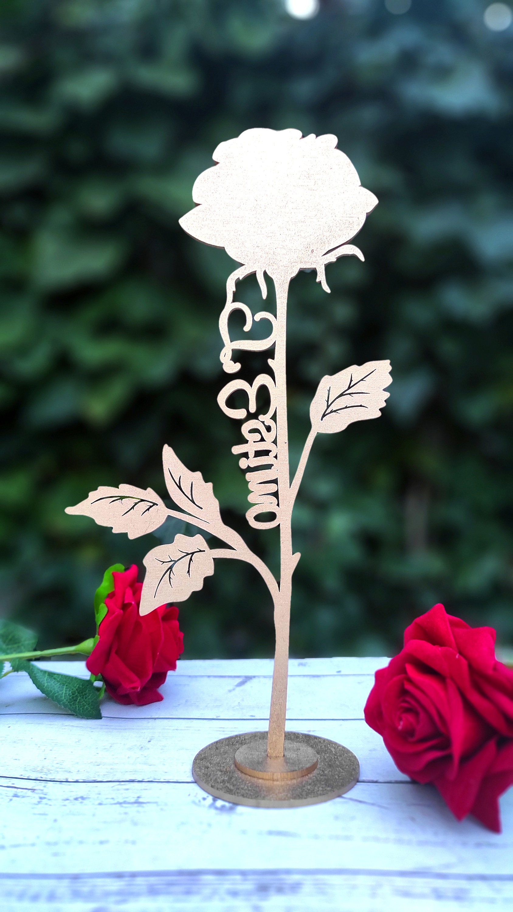 Valentine's Day Rose File for Laser Cutting Cut Art Personalized Name ...