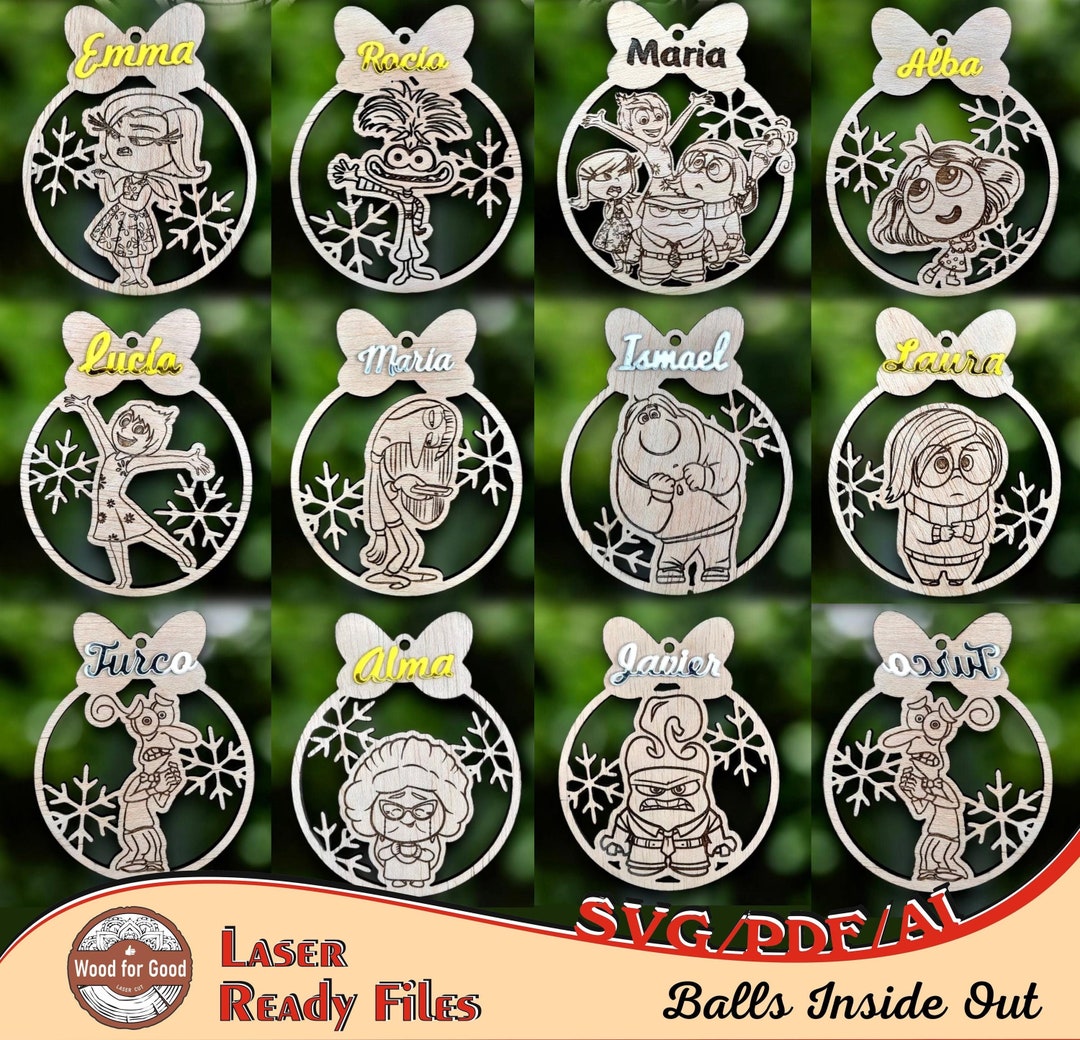 New Year's Eve Balls Design With Cartoon Characters - Inside Out - Etsy