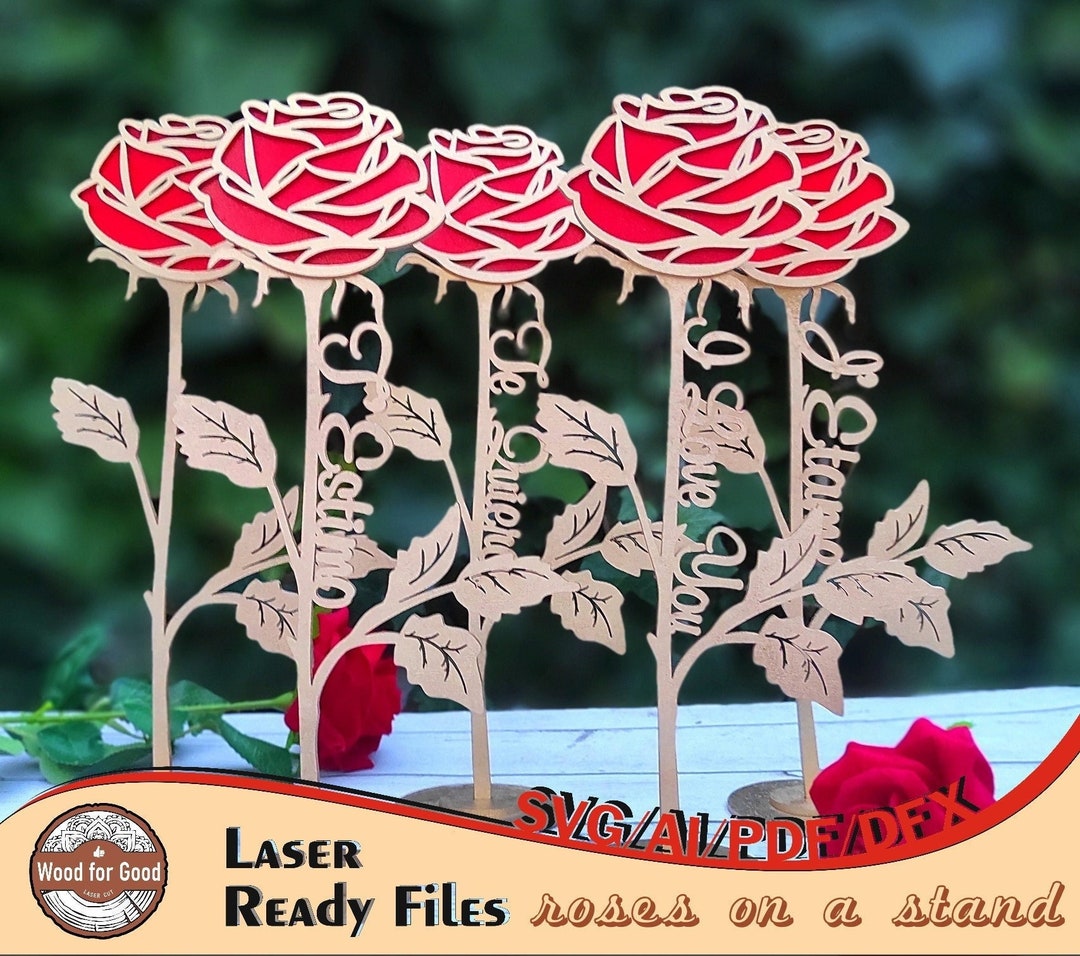 Valentine's Day Rose File for Laser Cutting Cut Art Personalized Name ...