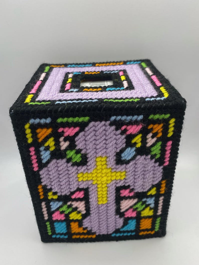 Stained Glass Cross Tissue Box Cover - Etsy