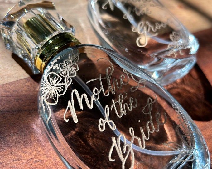Engraved Perfume With Flowers for Bride Elegant Wedding Keepsake ...