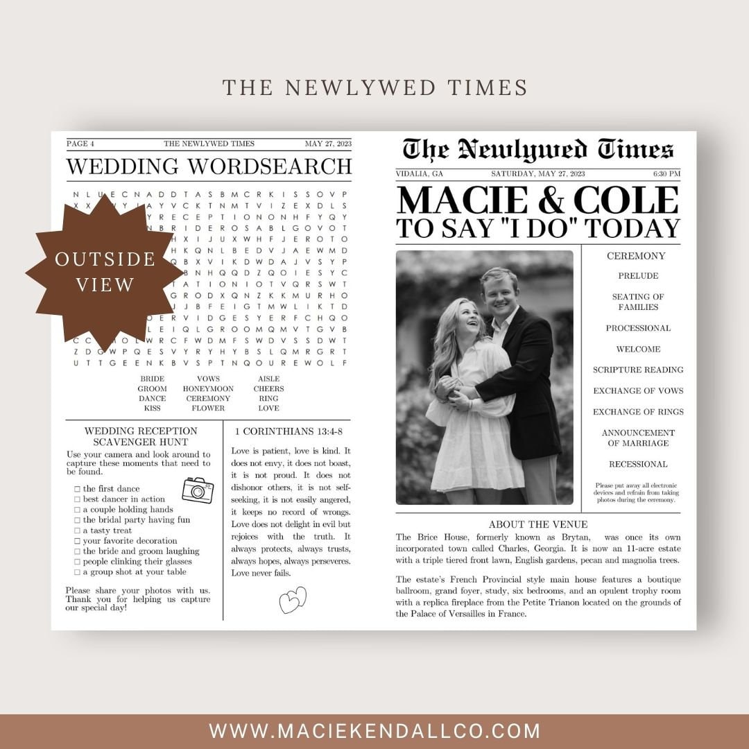 Wedding Program Template for Wedding Ceremony Newspaper - Etsy