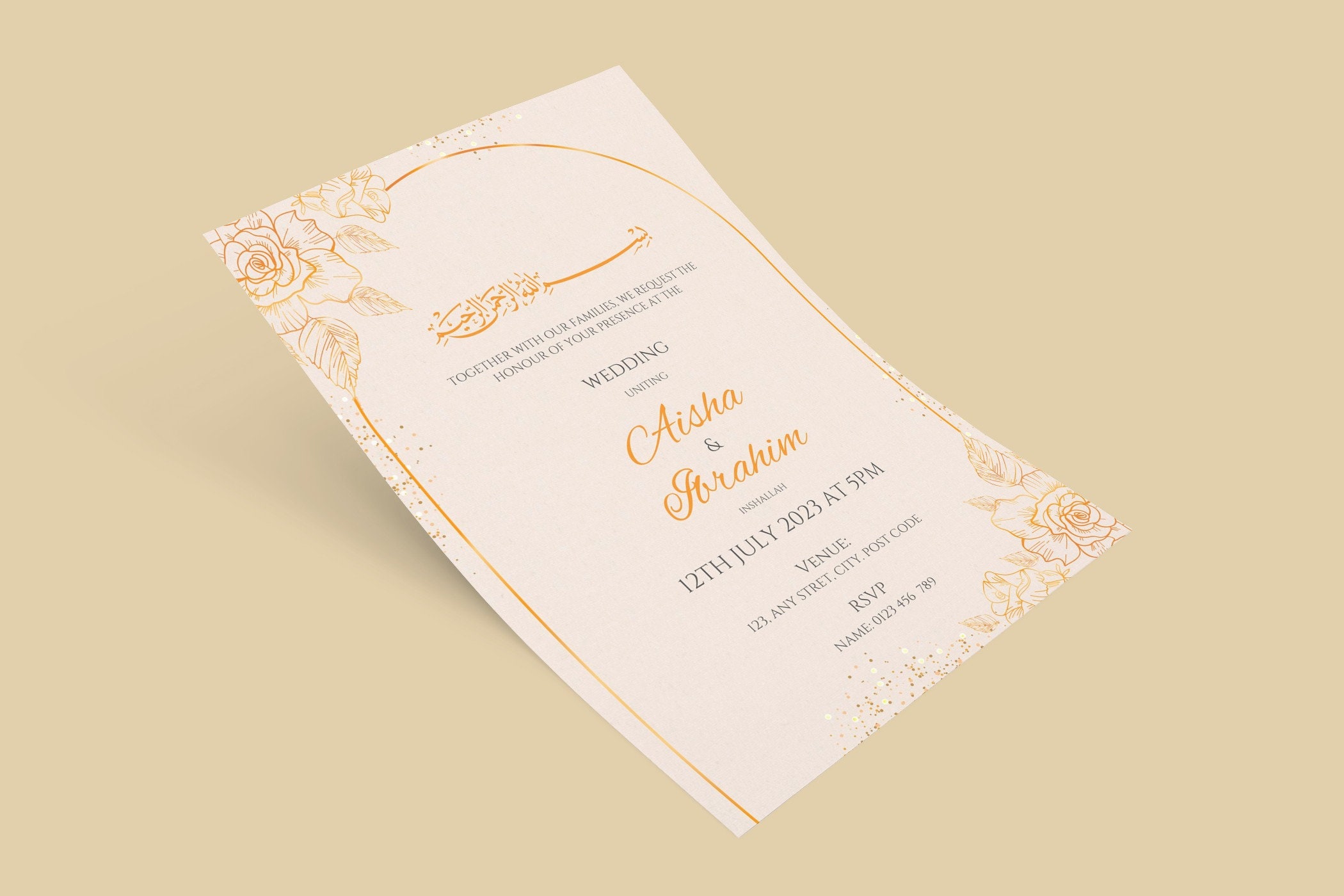 Editable Muslim Nikkah Walima Invitation: Minimalist Wedding Canva ...
