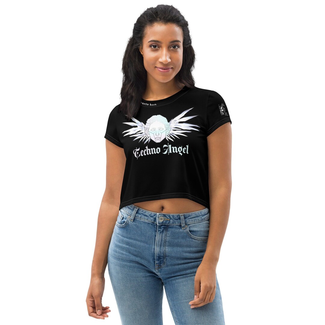 Techno Angel i Will Arise and Party Hard All-over Print Crop Tee - Etsy