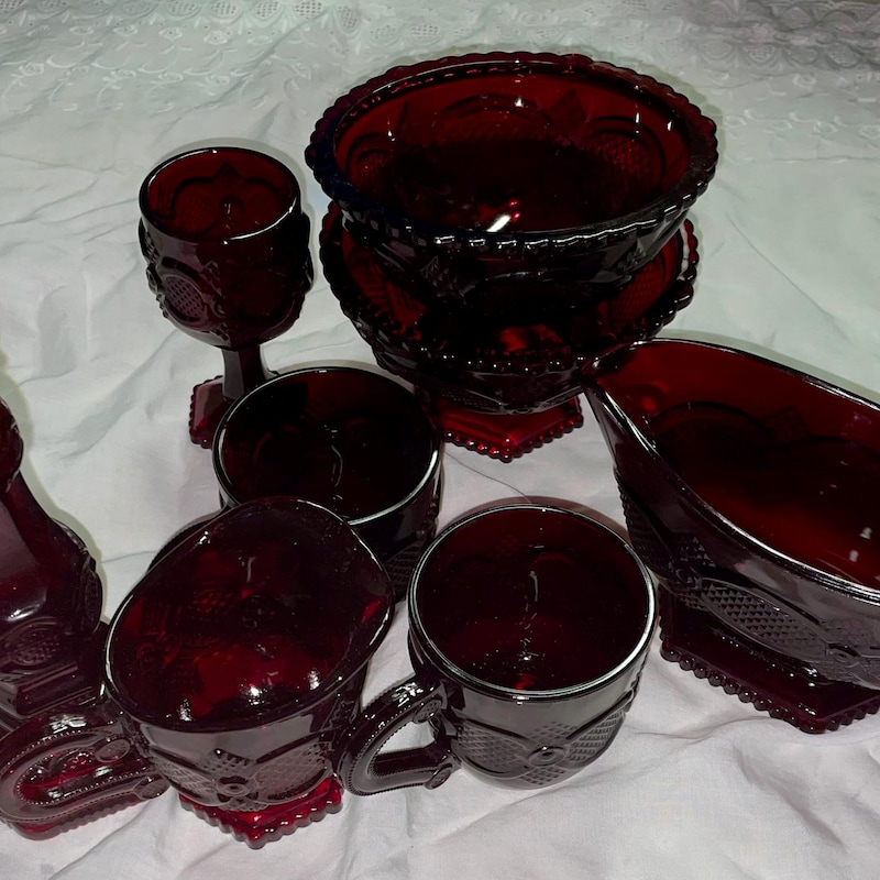 Avon Red Glassware - Etsy