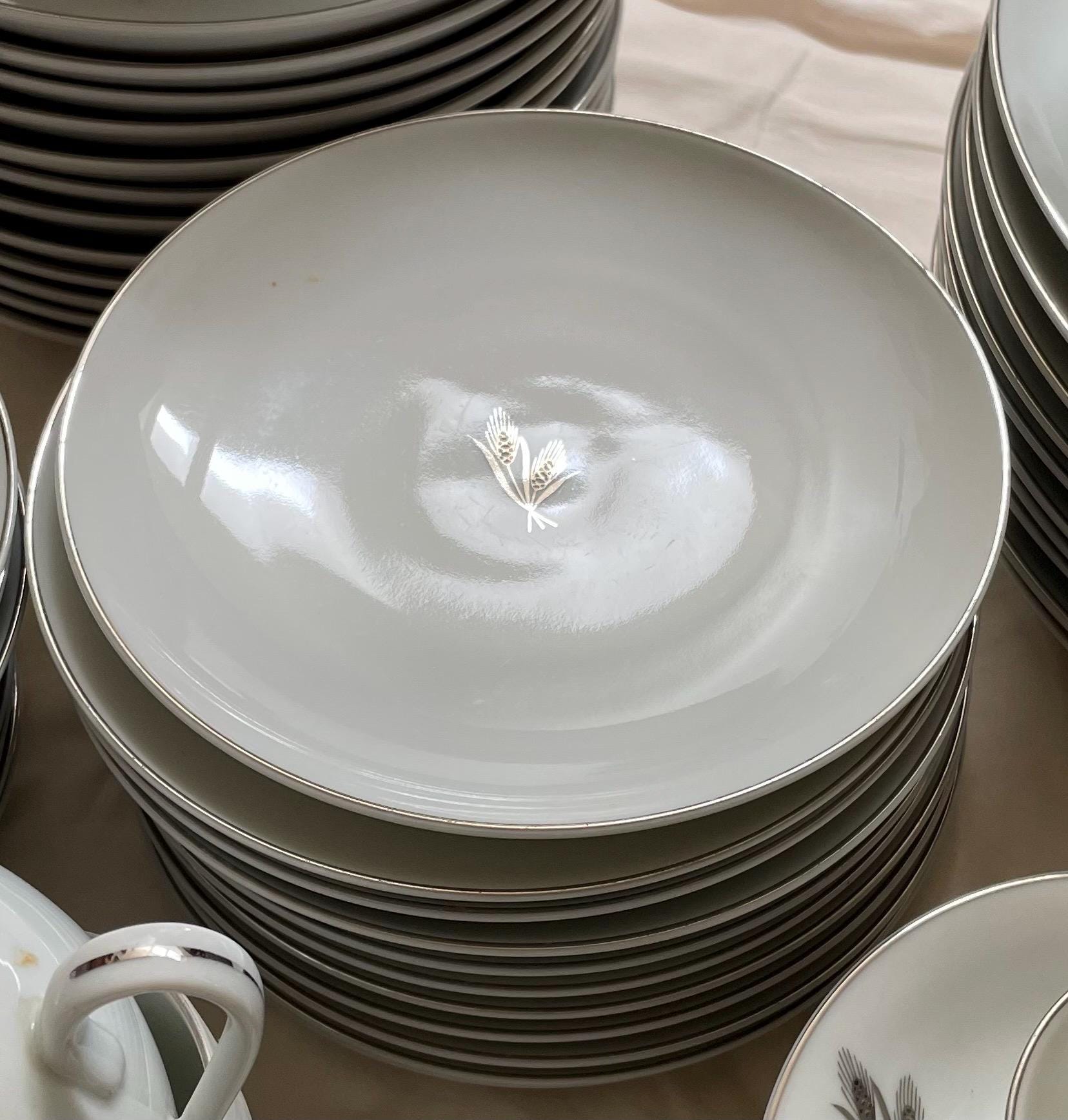 1960s Fukagawa Arita Silver Wheat Dinnerware Set #928 – Hand Painted ...