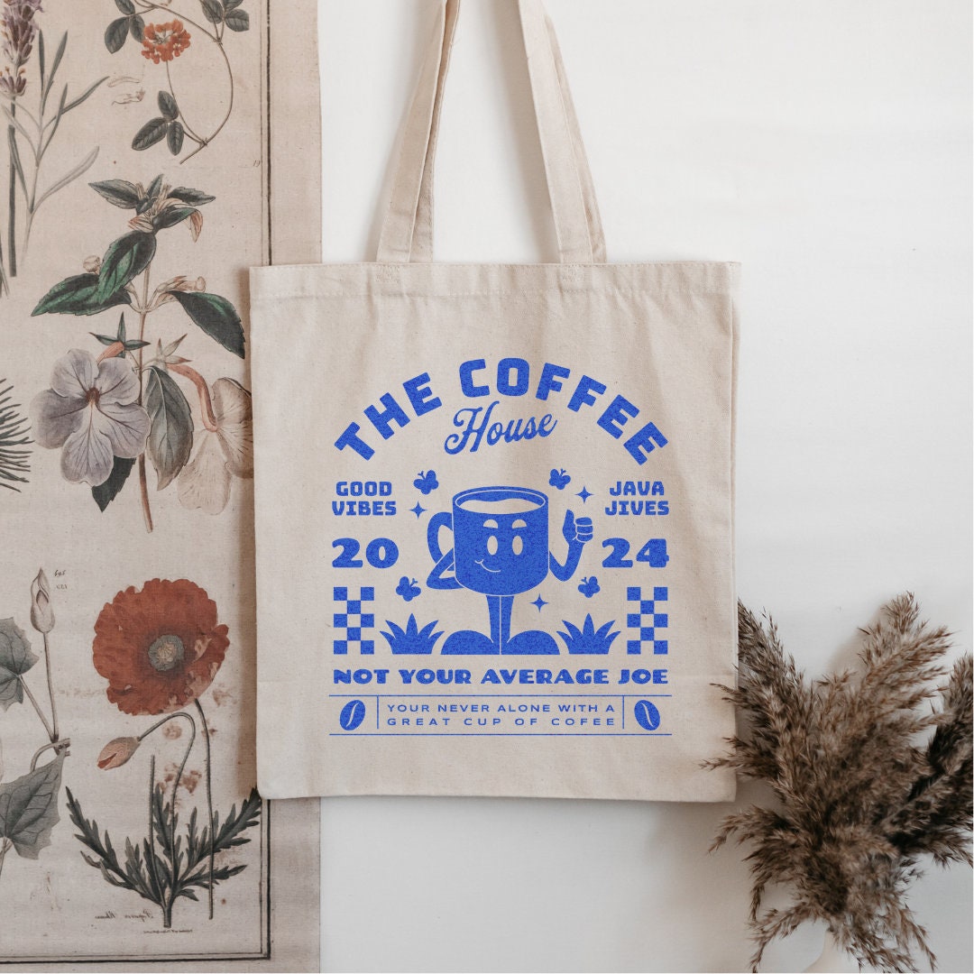 Coffee Tote Bag Coffee and Book Bag Retro Coffee Tote - Etsy