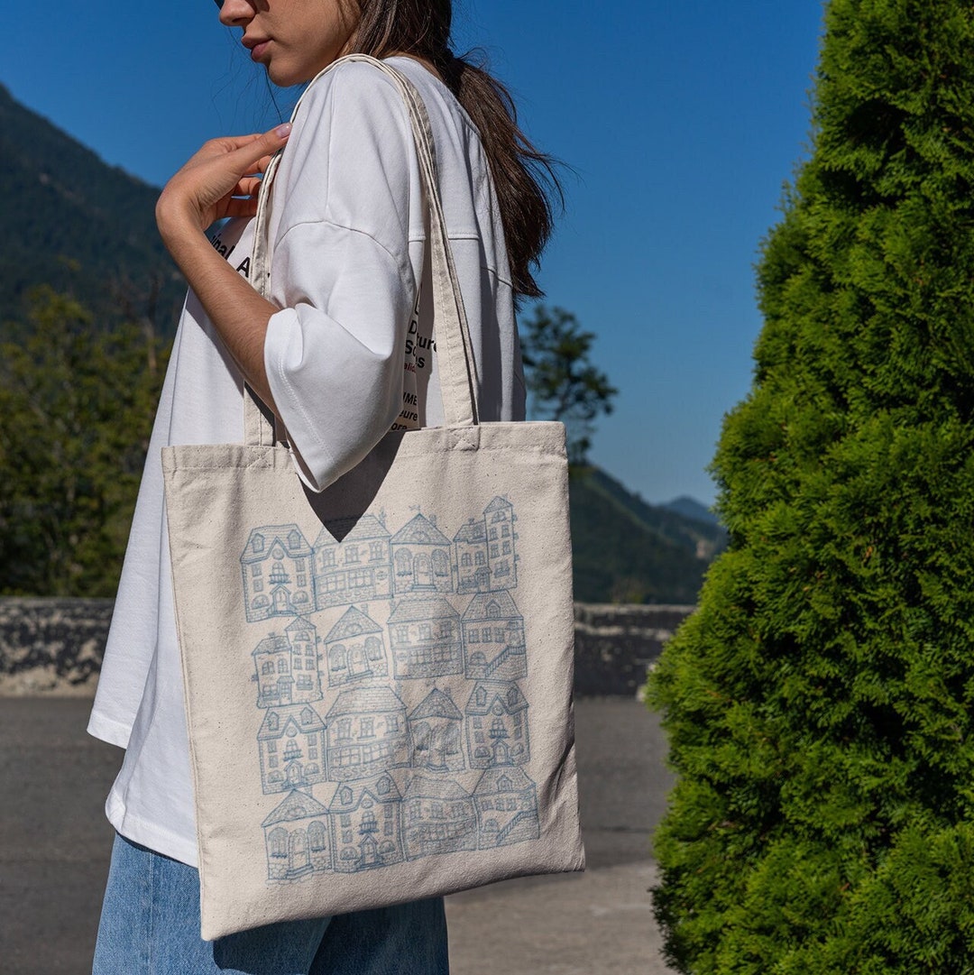 Cottages Tote - Bookish Tote - Book Lover Tote - Cottagecore Tote ...