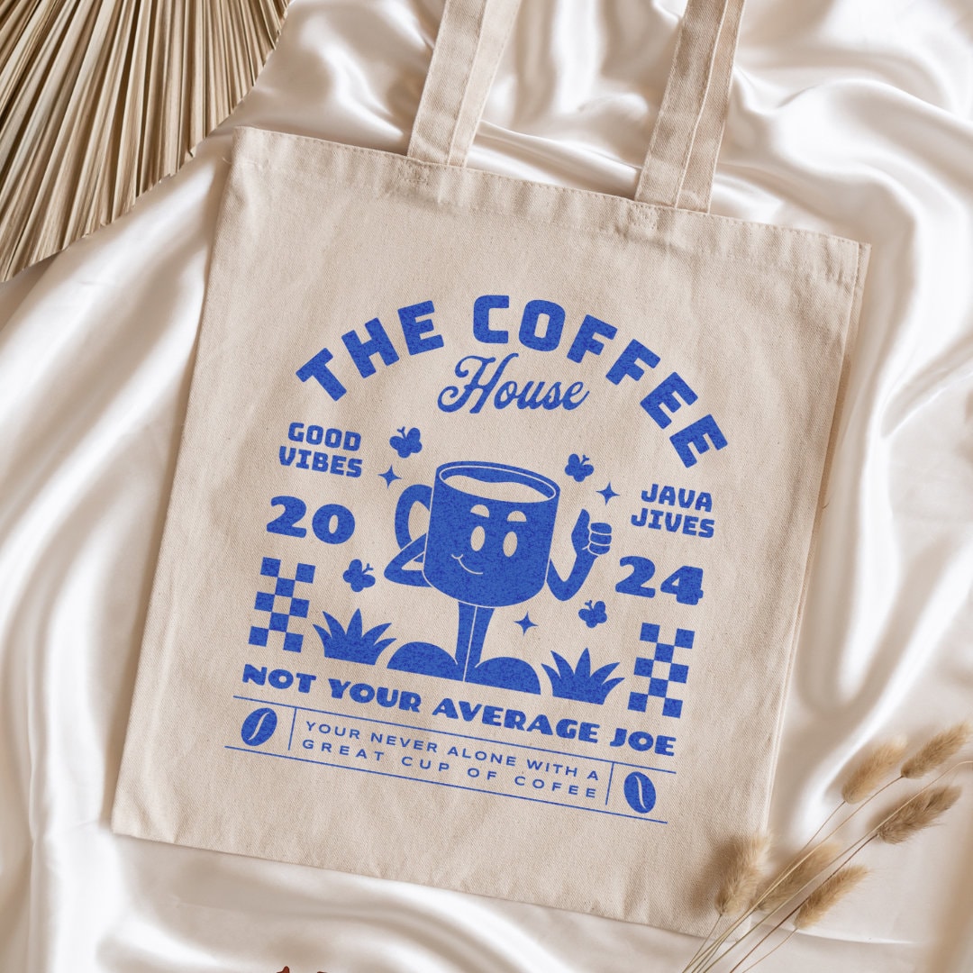 Coffee Tote Bag - Coffee and Book Bag - Retro Coffee Tote - Coffee Tote ...
