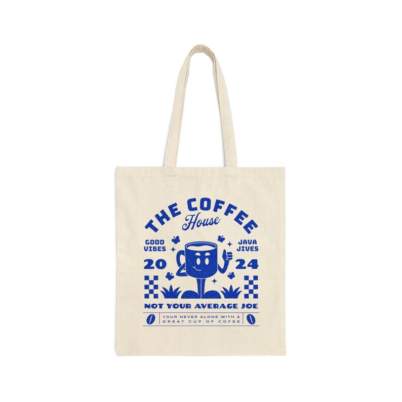 Coffee Tote Bag - Coffee and Book Bag - Retro Coffee Tote - Coffee Tote ...
