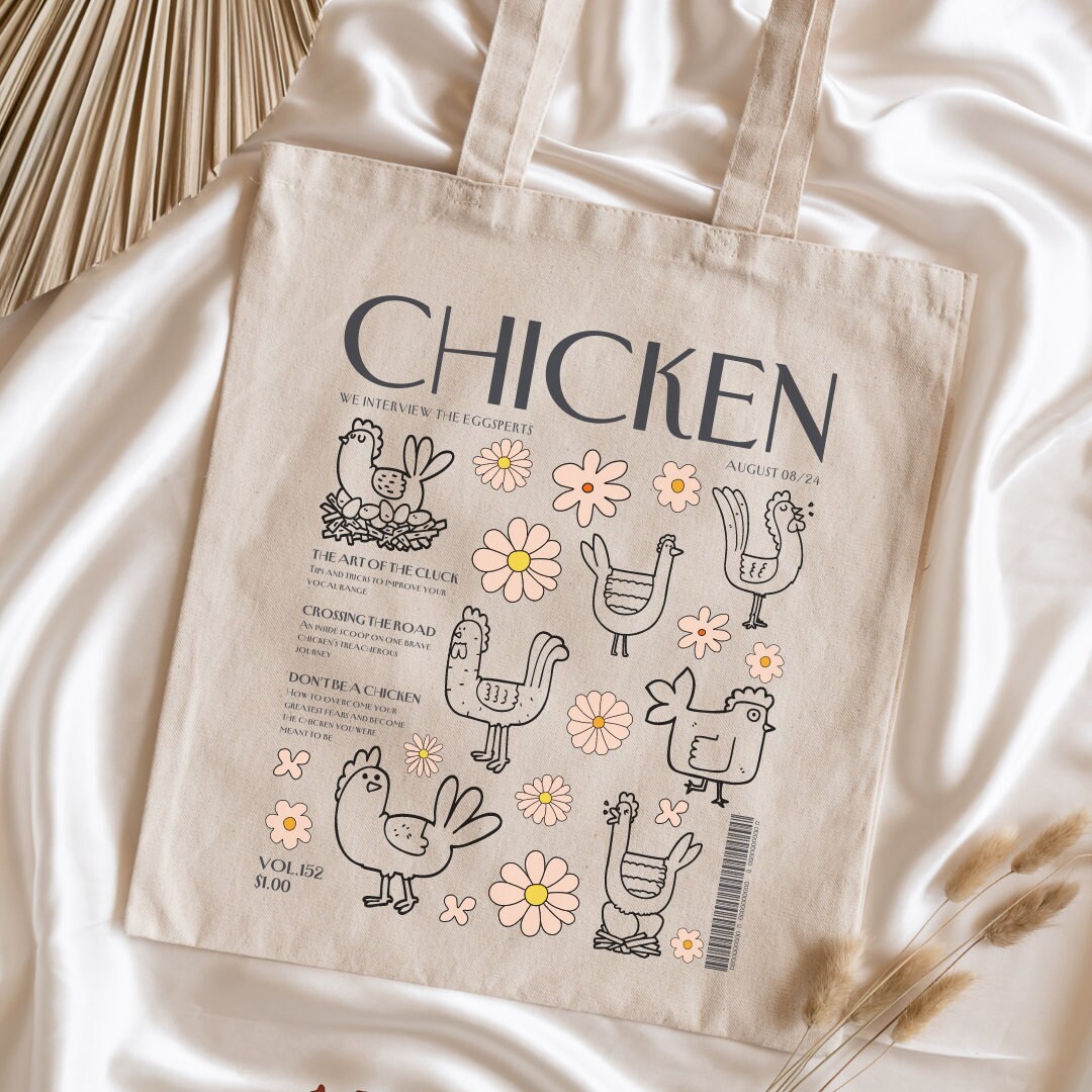 Silly Chicken Tote Chicken Tote Silly Goose Bag Magazine - Etsy