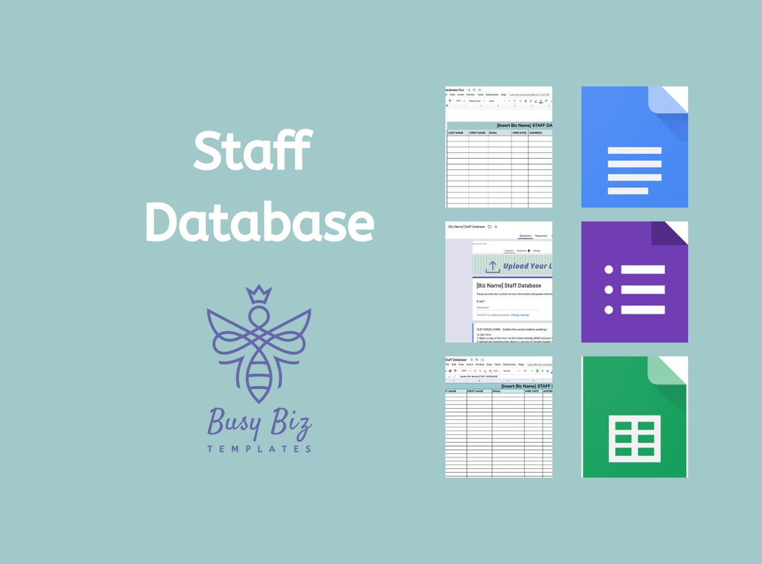 Staff Database Template--google Doc, Sheet, and Form - Etsy