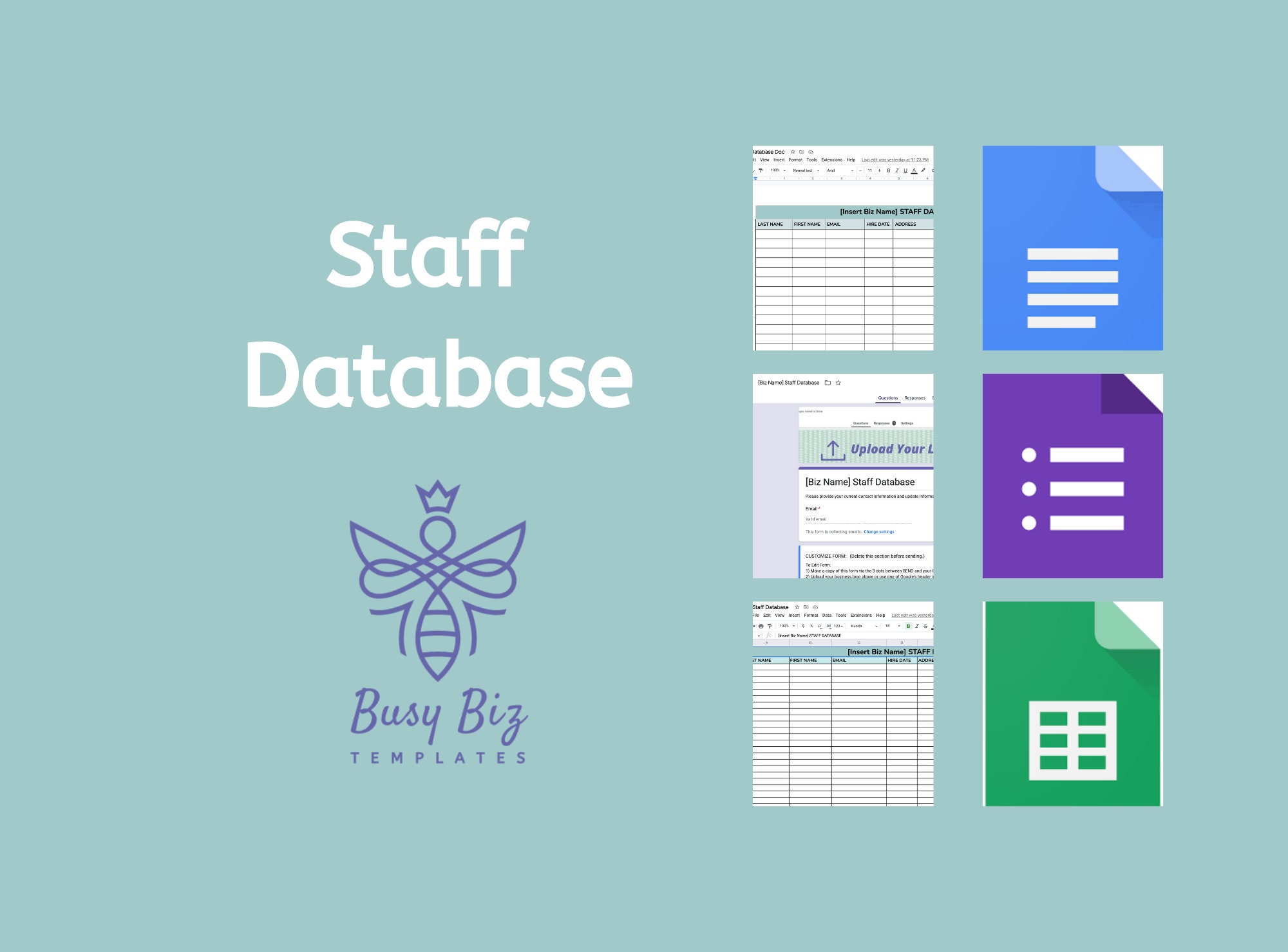 Staff Database Template--google Doc, Sheet, and Form - Etsy