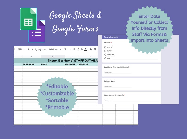 Staff Database Template--google Doc, Sheet, and Form - Etsy