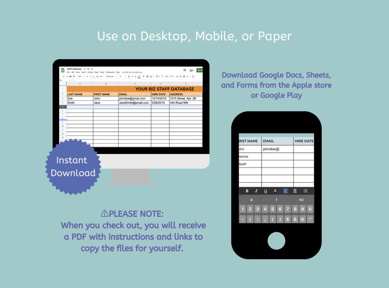 Staff Database Template--google Doc, Sheet, and Form - Etsy