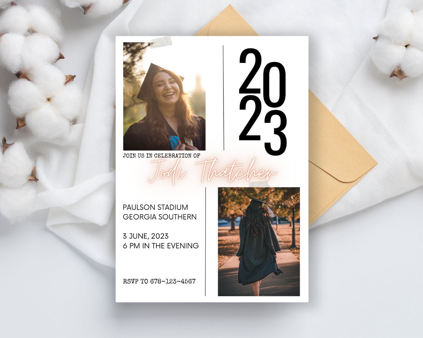 Minimalist Graduation Invitation DIGITAL DOWNLOAD, Grad Celebration ...