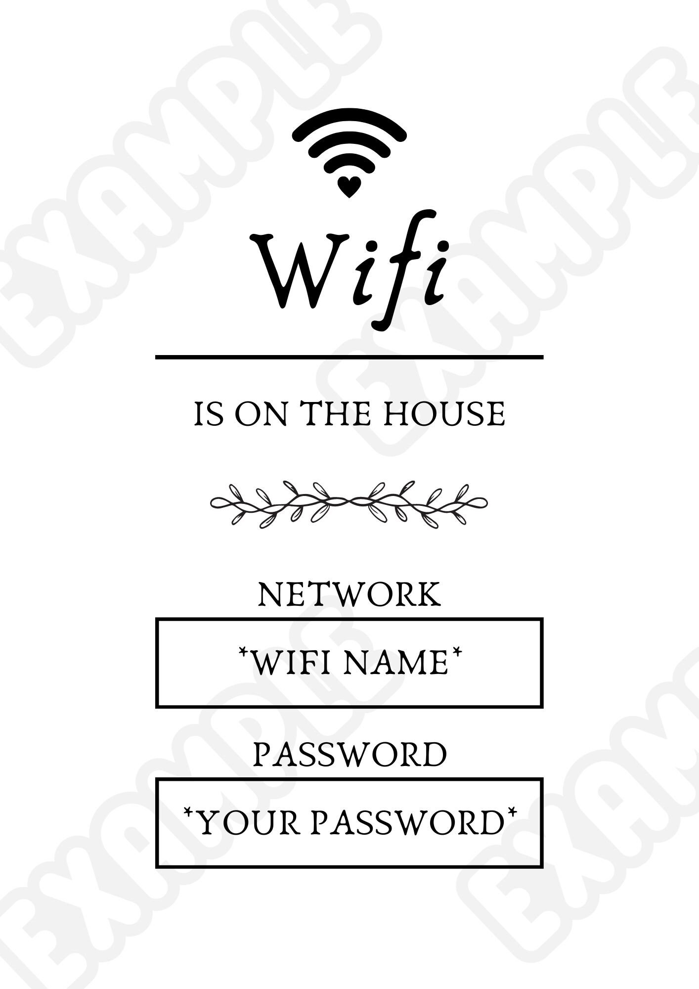 Wifi Password Sign Editable Printable Wifi Home Display Template Modern ...