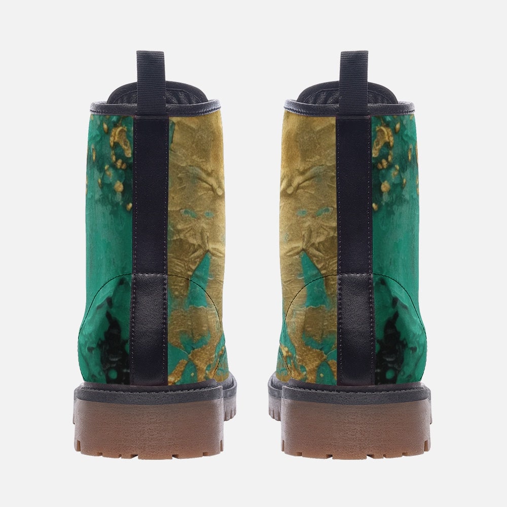 Green Vegan Leather Boots, Green Boots, Festival Boots, Custom Made ...