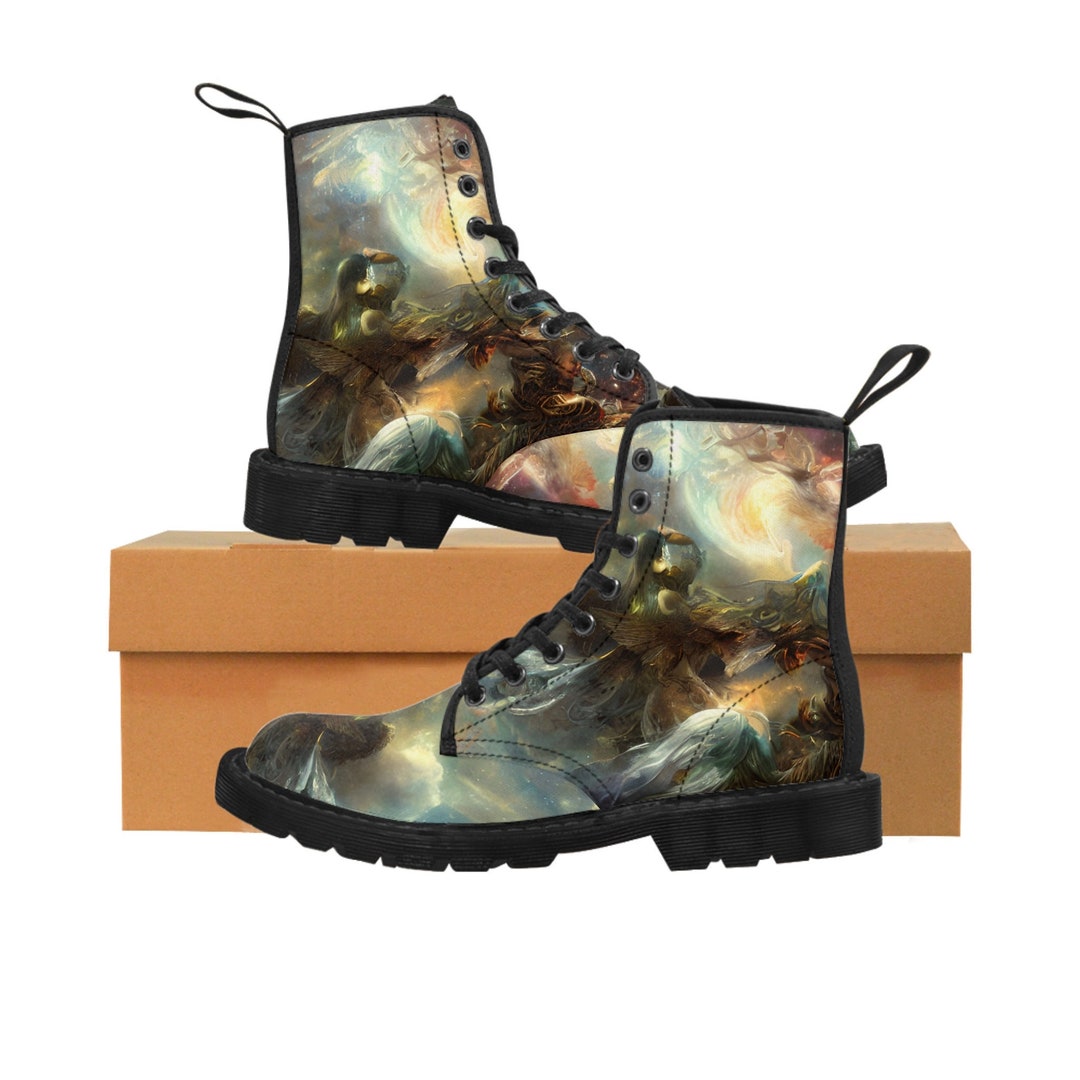 Celestial Sun Moon Stars Boots | Custom Made Canvas Boots | Angelic ...