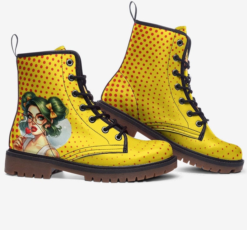Yellow Pop Art Boots, Grafitti Boots, Custom Made Boots, Made Order ...