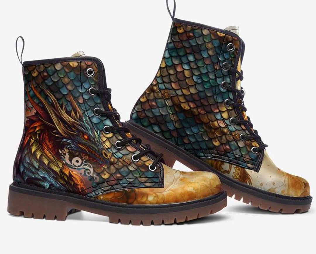 Dragon Boots, Vegan Leather Boots,eco Boots Unique Boots, Rave Boots ...