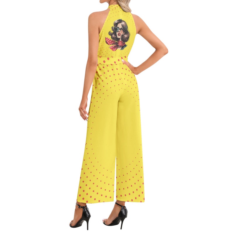 Halter Neck Buckle Belted Jumpsuit, Retro Jumpsuit, Pop Art Clothing ...