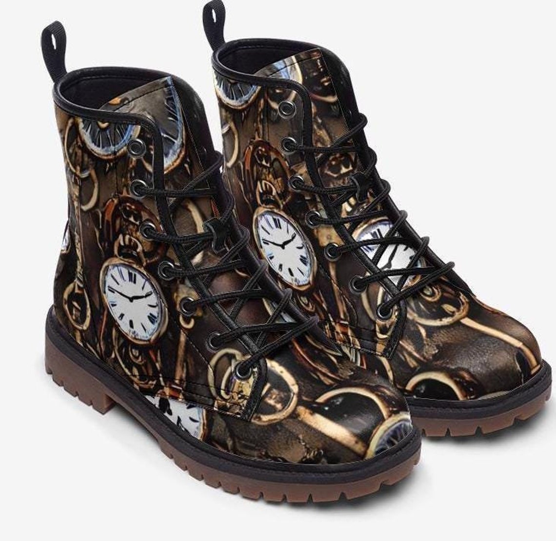 Steampunk Boots, Eco Leather, Combat Boots, Black Steampunk Boots ...