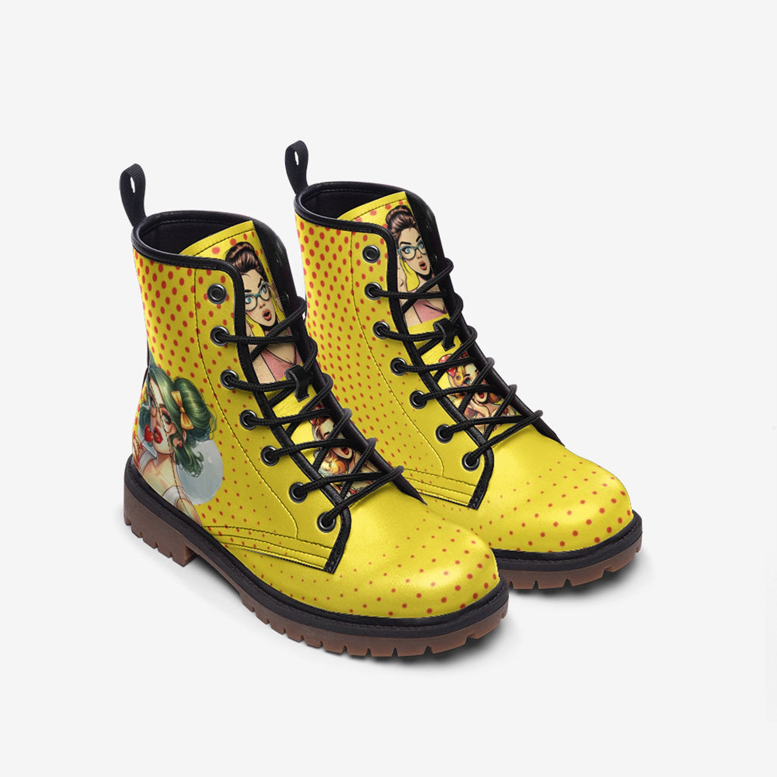 Yellow Pop Art Boots, Grafitti Boots, Custom Made Boots, Made Order ...