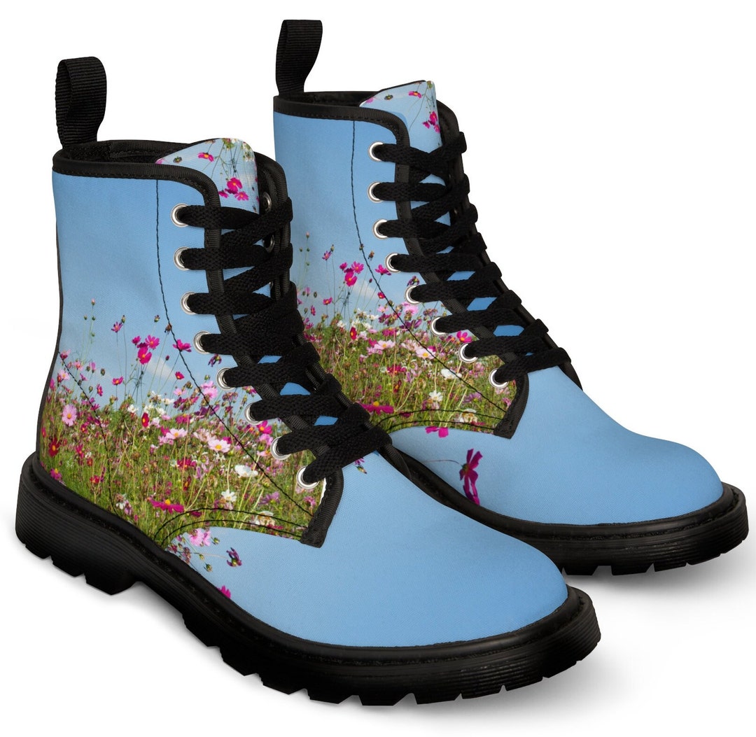 Custom Made Boots, Unique Boots, Blue Boots, Flowered Boots, Boho Boots ...