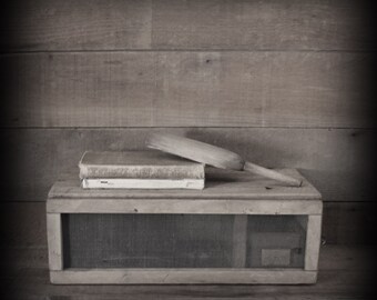 Primitive Early Style Large Wood Screen Country Farmy Cupboard Dry Drab ...