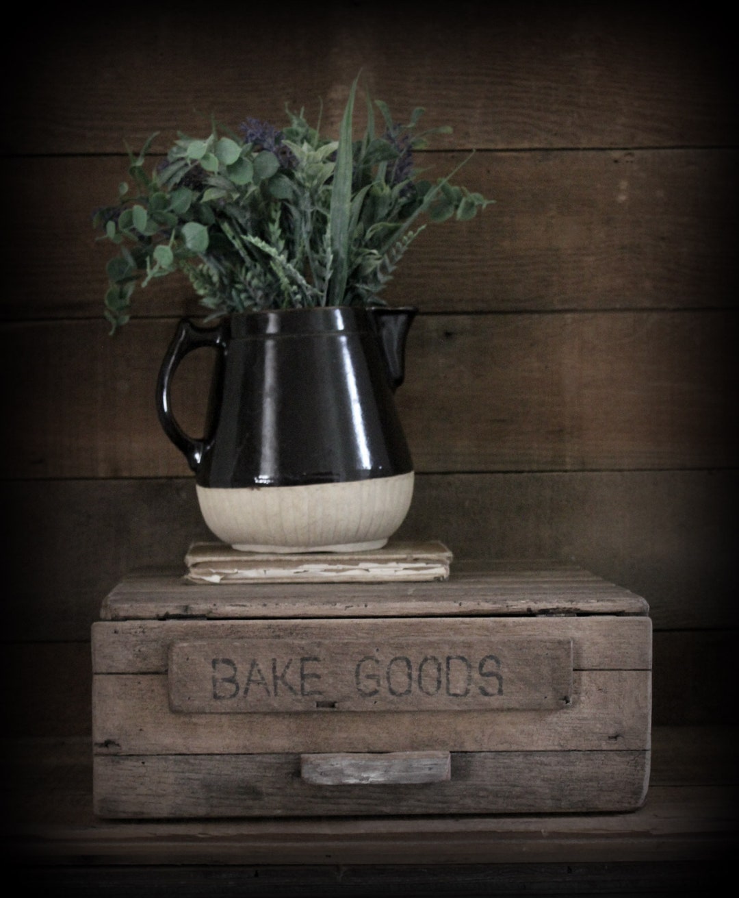 Primitive Bake Goods Kitchen Pantry Box Old & Early Cabin Farmhouse ...