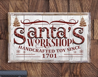 Santa Workshop Sign Printable - Etsy
