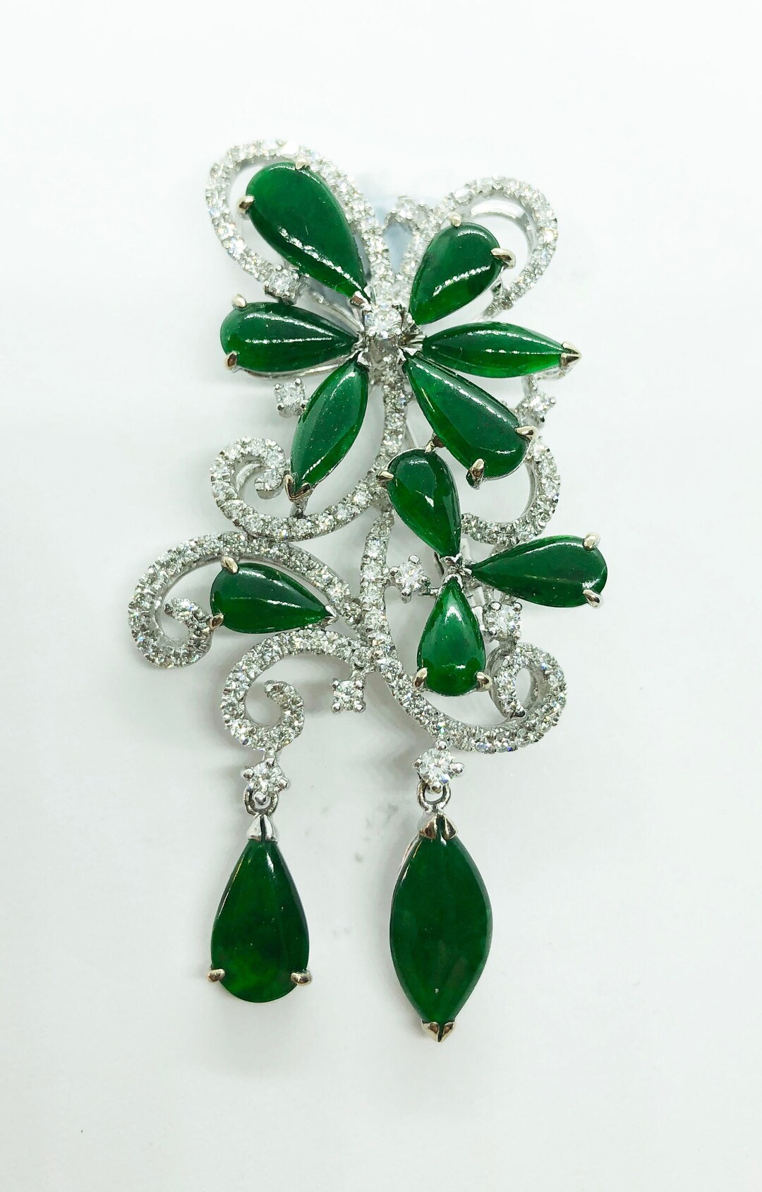 Natural Untreated Burmese Pear Shape Jade Brooch, Type A Jadeite Brooch ...