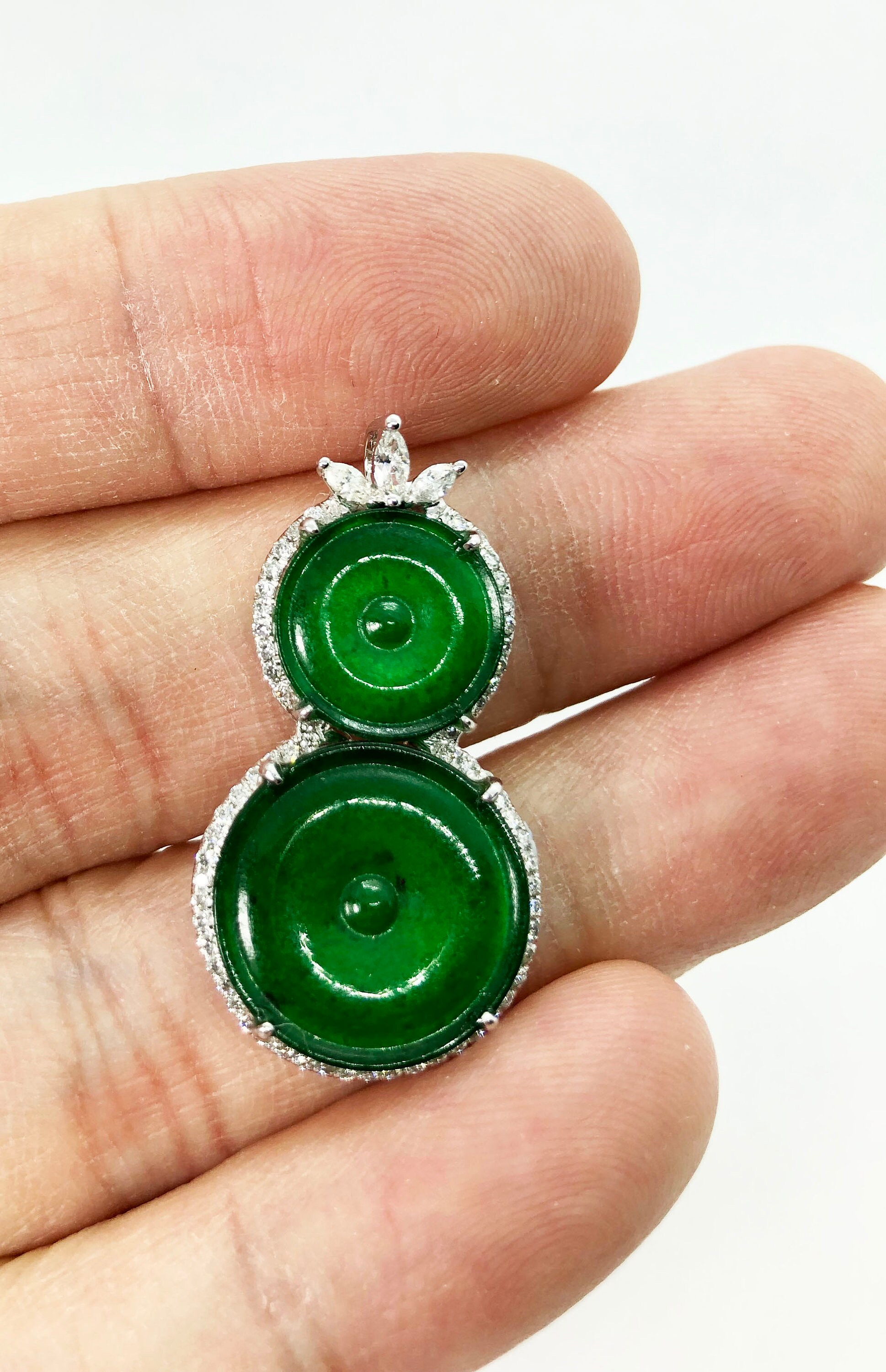 Natural Untreated Burmese Jade Coin Pendant, Type A Jadeite Pendant in ...