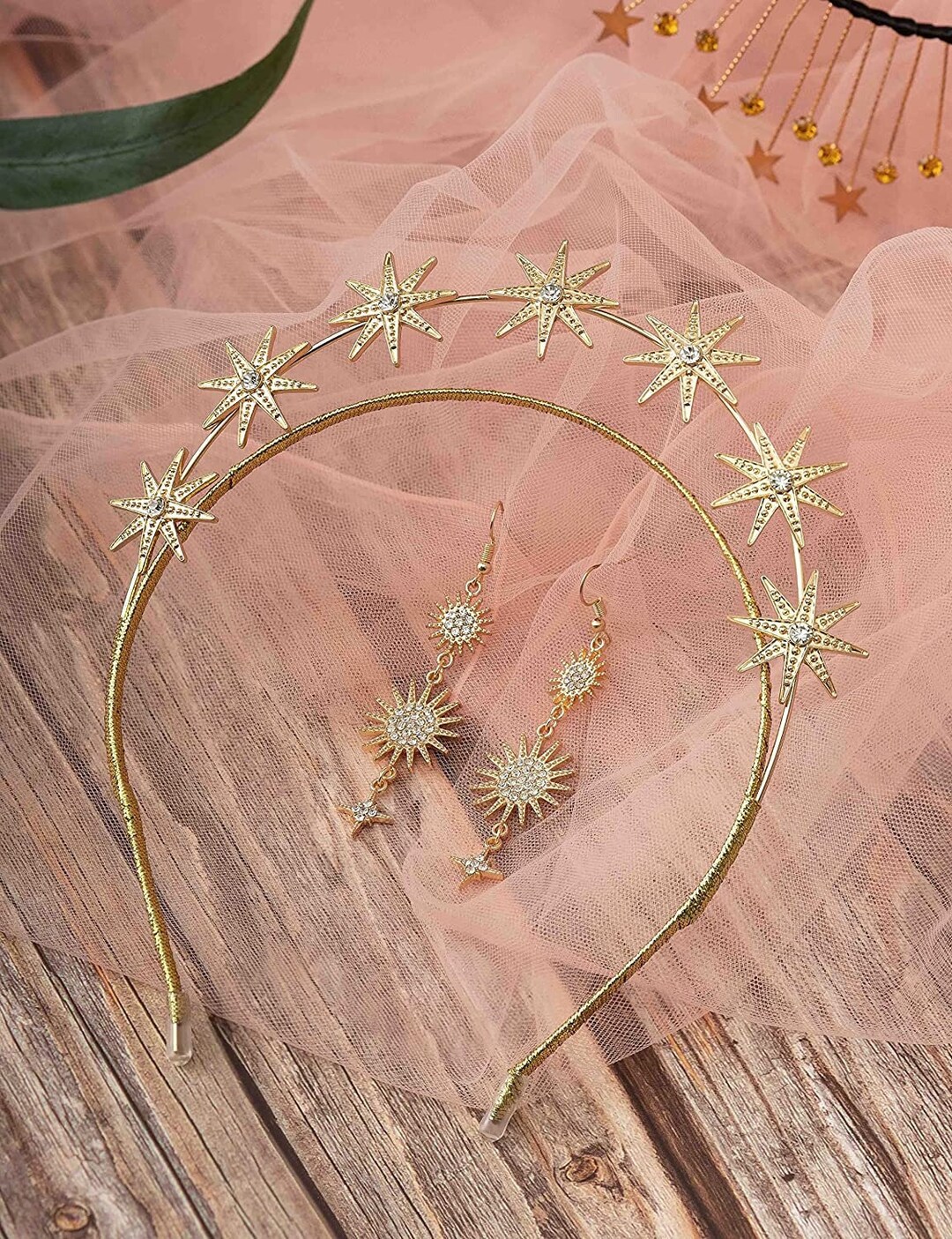 Starburst Tiara Crown, Crytal Star Goddess Halo Wedding Crowns Boho ...