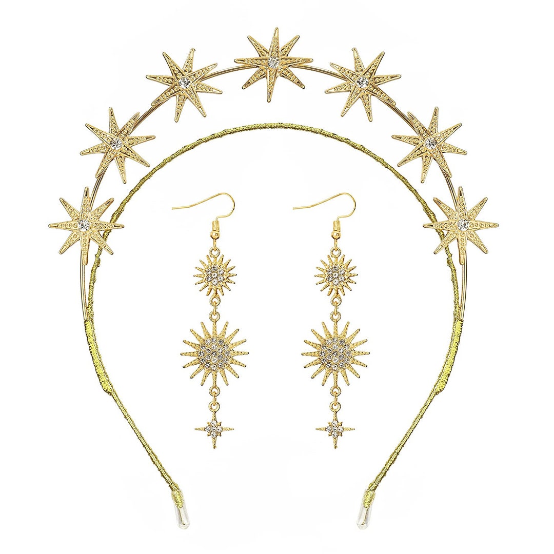 Starburst Tiara Crown Crytal Star Goddess Halo Wedding Crowns - Etsy