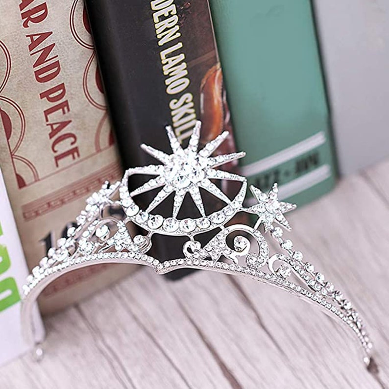 Silver Star Tiara Celestial Crystal Crown Star Crystal Headpiece ...