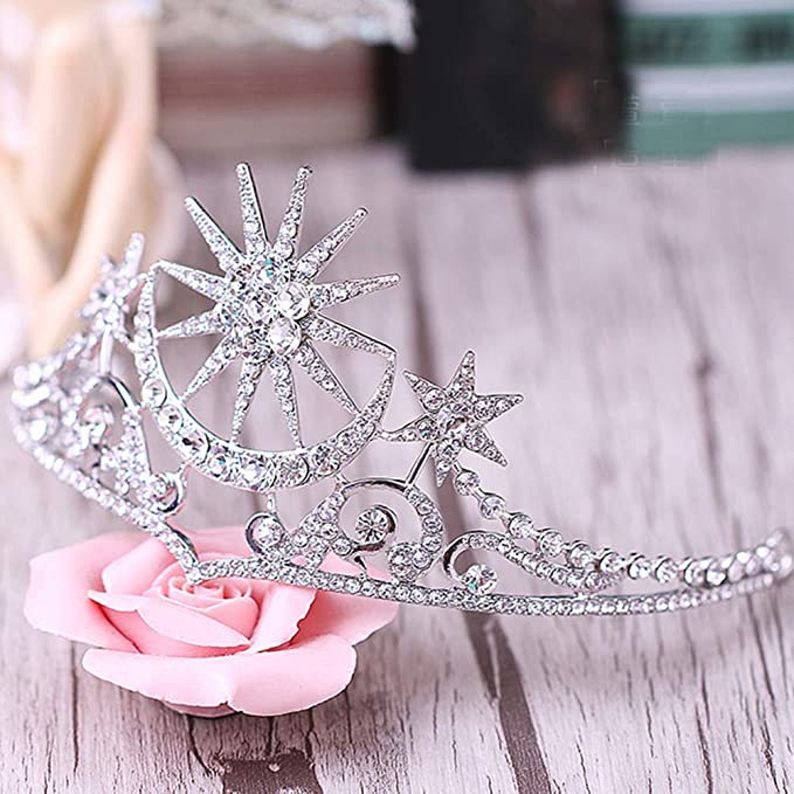 Silver Star Tiara Celestial Crystal Crown Star Crystal Headpiece ...