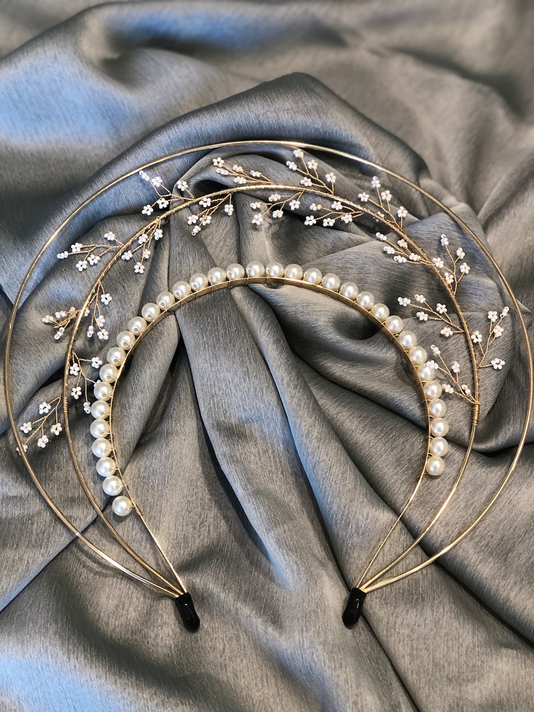 Halo Crown Decorated With Faux Pearl Headband, Goddess Wedding Crown ...